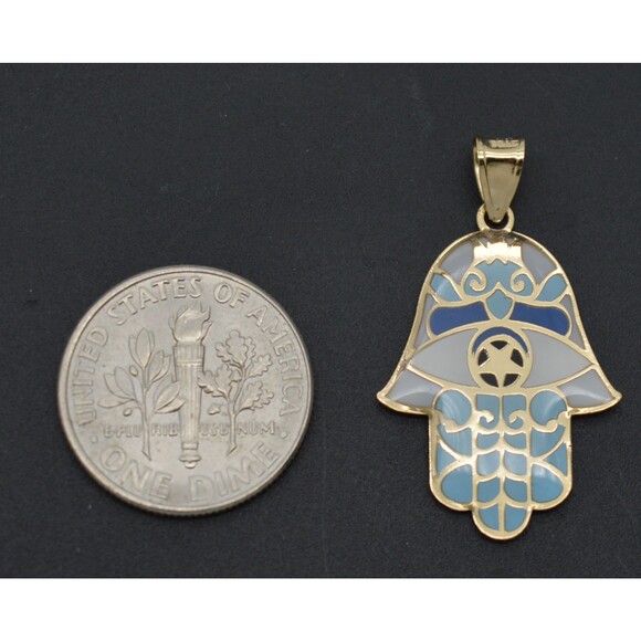 BH Jewelry | Jewelry | Real 4k Yellow Gold Enamel Hamsa Black Star ...
